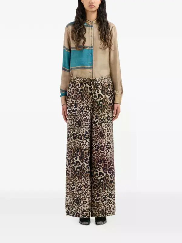 PIERRE-LOUIS MASCIA Aloe Leopard-print Silk Palazzo Pants