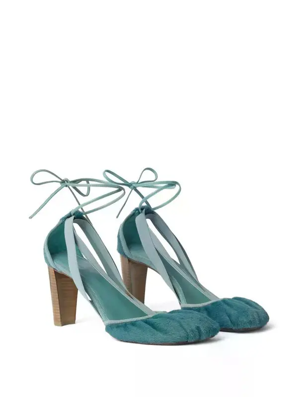 LEMAIRE 80mm Pedille Heeled Ballerinas In Pony-style Leather - Blue