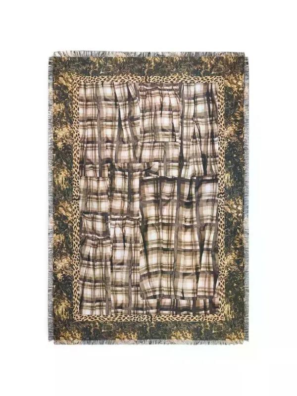 PIERRE-LOUIS MASCIA Aloeuw Plaid Leopard-print Scarf - Brown