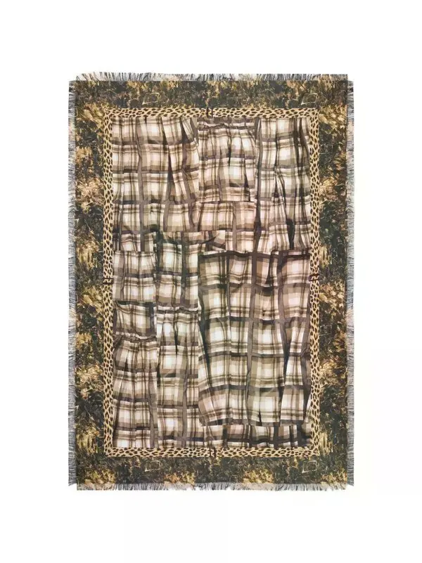 PIERRE-LOUIS MASCIA Aloeuw Plaid Leopard-print Scarf