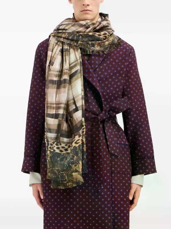 PIERRE-LOUIS MASCIA Aloeuw Plaid Leopard-print Scarf