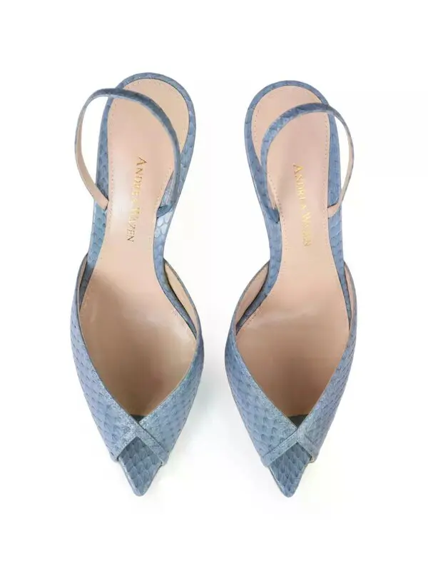 ANDREA WAZEN Katy Snakeskin Slingback Pumps