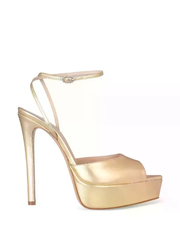 ANDREA WAZEN Metallic-effect Platform Sandals - Gold