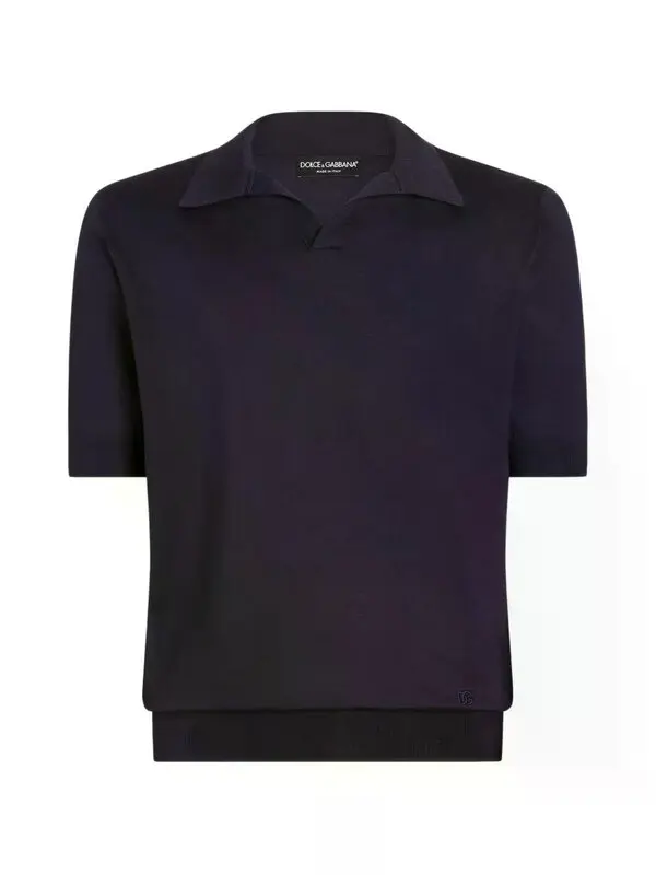 Dolce & Gabbana Silk Knit Polo Shirt - Blue