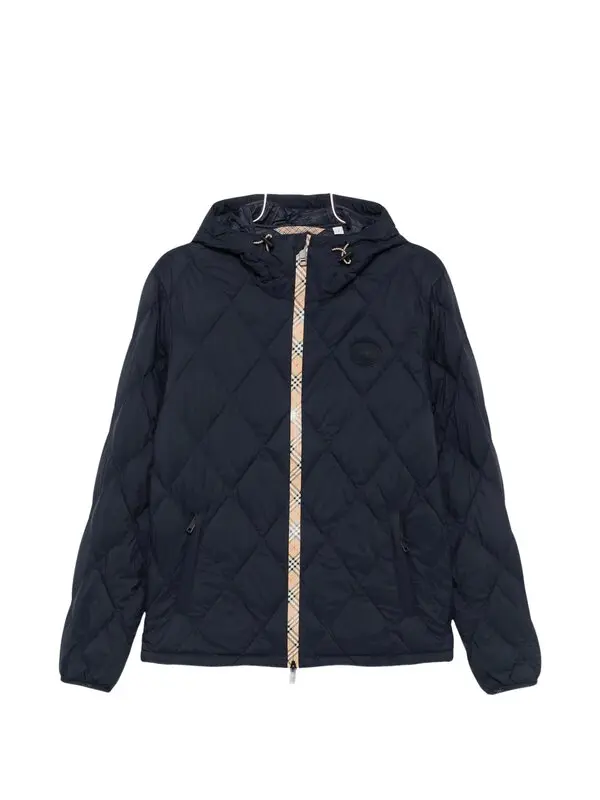 Burberry Quilted Jacket With Hood - Blue