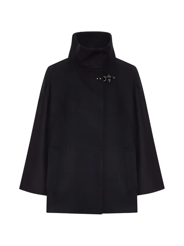 FAY Wool Coat With Snap Closure - Black