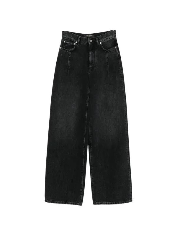 Dolce & Gabbana Wide-leg Jeans With Logo Plaque