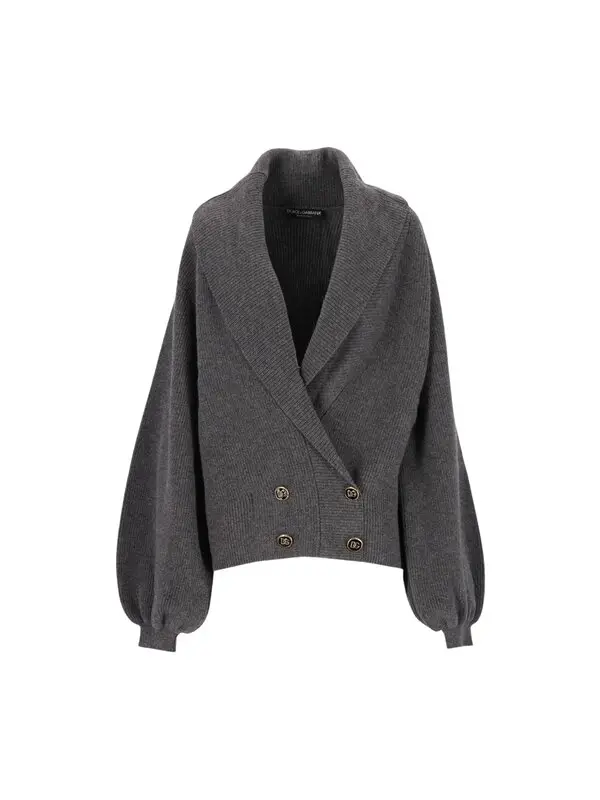 Dolce & Gabbana Short Cardigan With Shawl Collar And Wide Sleeves - Beige