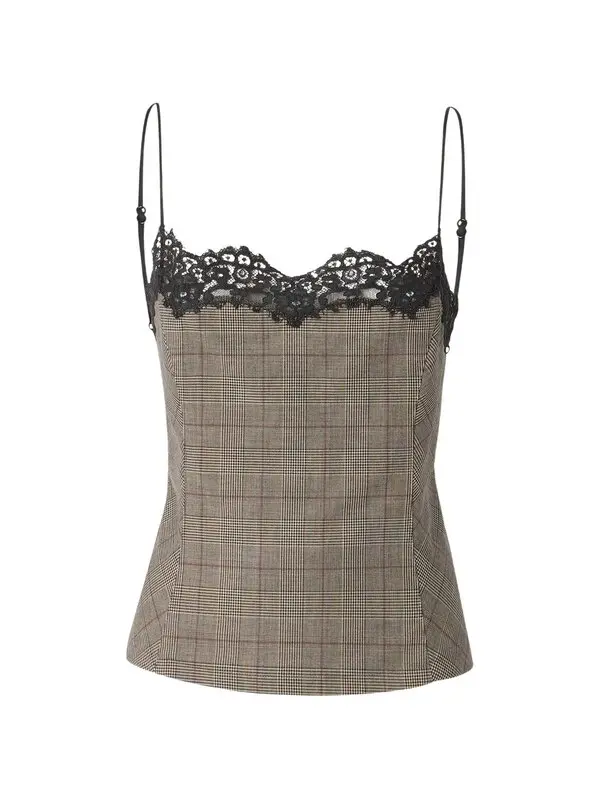 Pinko Prince Of Wales Check Camisole With Lace Trim