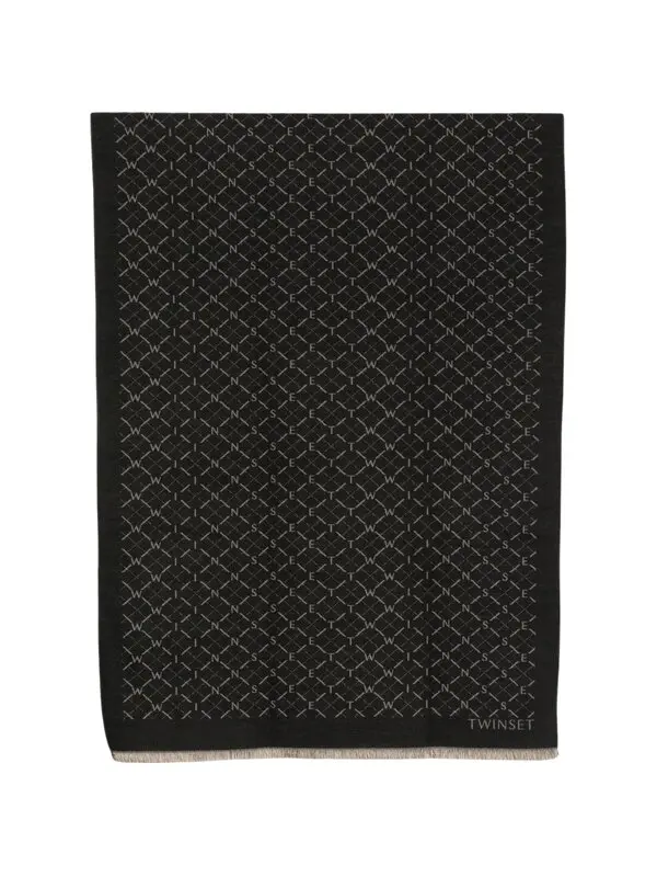 TWINSET Fringed Scarf With Logo Pattern