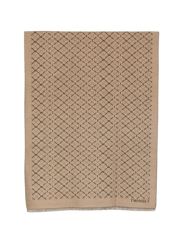 TWINSET Fringed Scarf With Logo Print