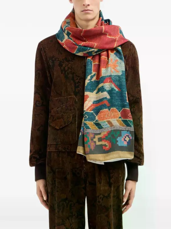 PIERRE-LOUIS MASCIA Aloewon Floral-print Silk-blend Scarf - Blue