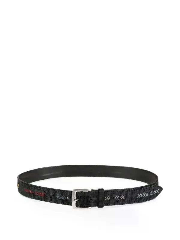 Orciani Arrow-embroidered Textured-leather Belt