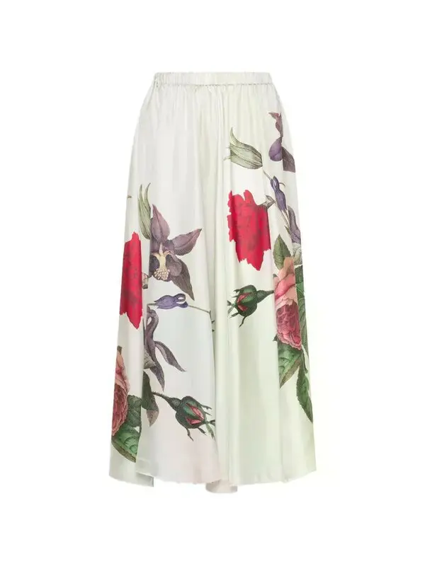 PIERRE-LOUIS MASCIA Botanical-print Silk Maxi Skirt - Neutrals