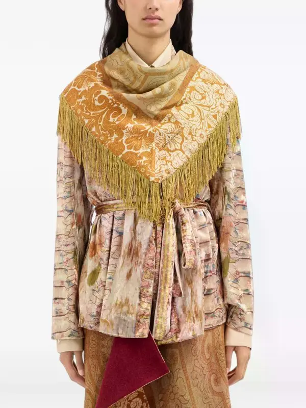 PIERRE-LOUIS MASCIA Aloeuw Paisley Floral-print Fringed Scarf - Neutrals