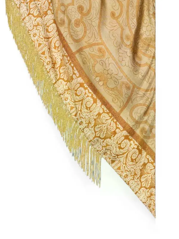 PIERRE-LOUIS MASCIA Aloeuw Paisley Floral-print Fringed Scarf - Neutrals