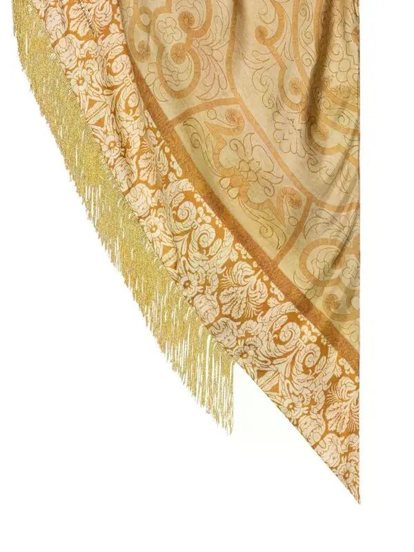 PIERRE-LOUIS MASCIA Aloeuw Paisley Floral-print Fringed Scarf - Neutrals