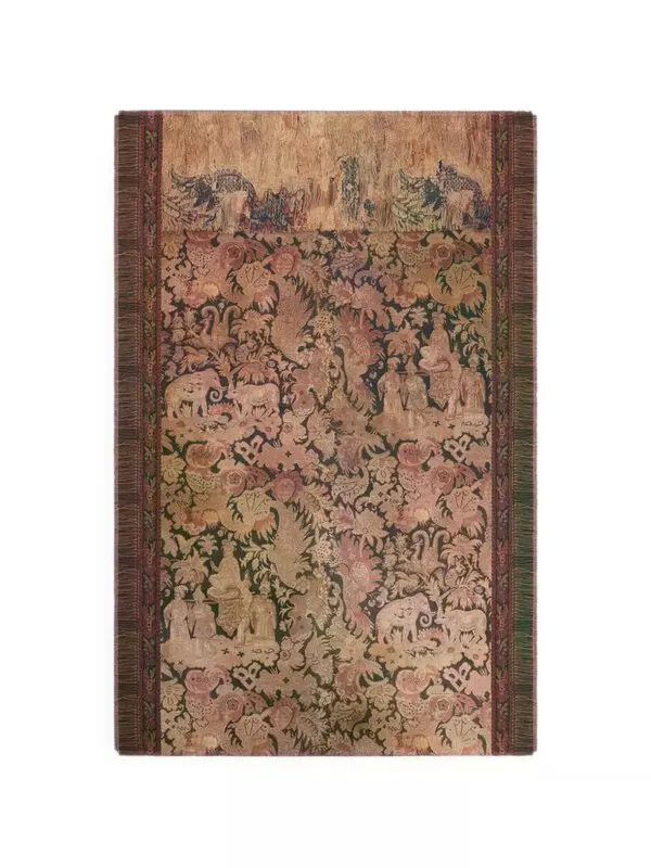 PIERRE-LOUIS MASCIA Pancake Floral-print Fringed Scarf - Brown