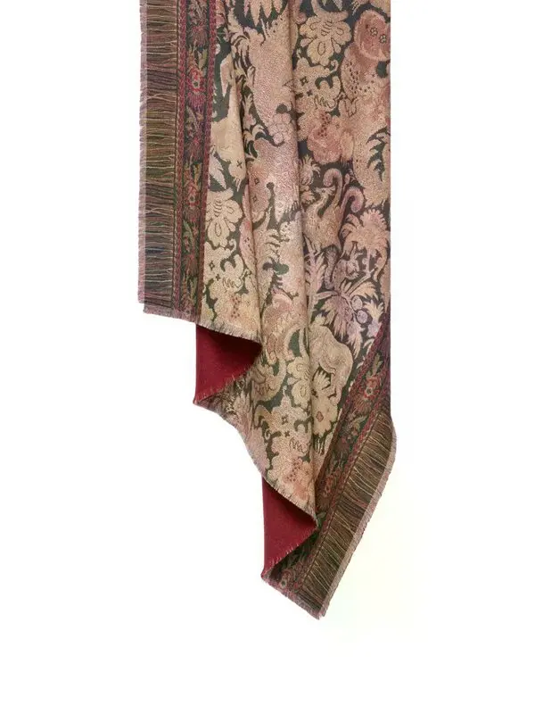PIERRE-LOUIS MASCIA Pancake Floral-print Fringed Scarf - Brown