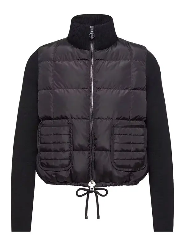 Moncler Padded Wool Zip-up Cardigan With Check Quilting