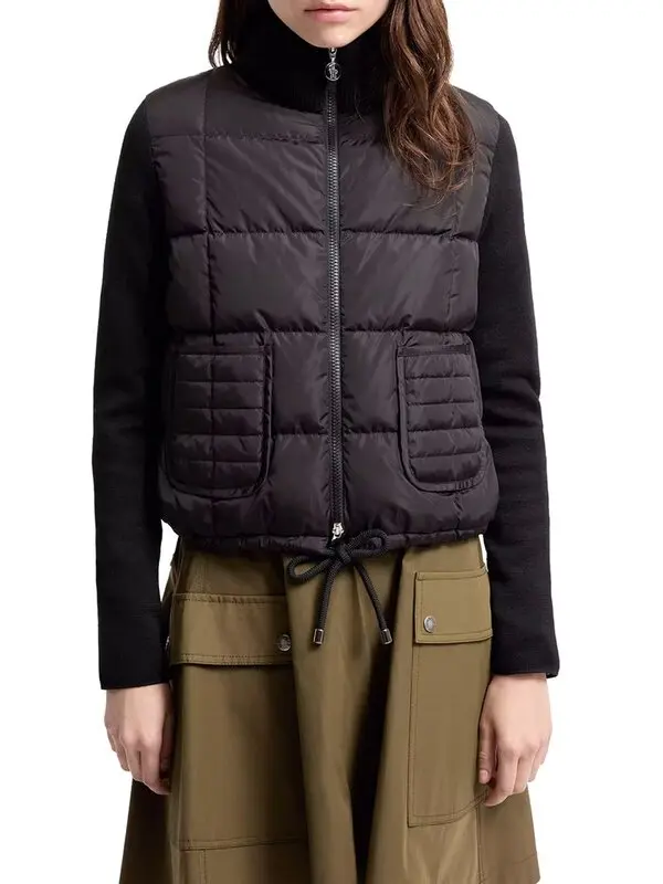 Moncler Padded Wool Zip-up Cardigan With Check Quilting