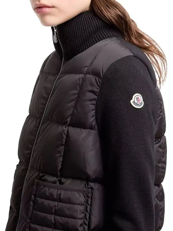 Moncler Padded Wool Zip-up Cardigan With Check Quilting