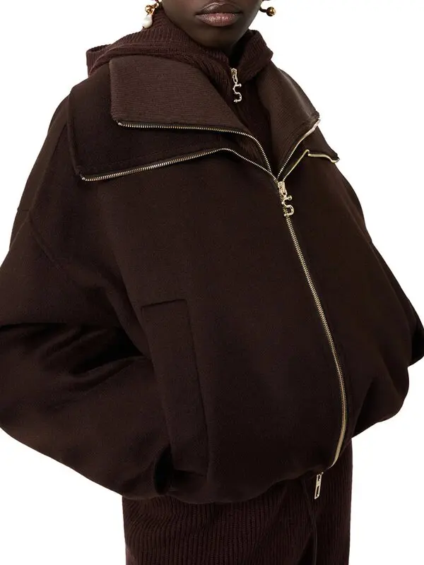 Sportmax Pure Wool Bomber Jacket With Removable Front Insert - Multicolor