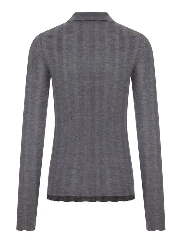 Prada Ribbed Knit Polo Shirt With Logo