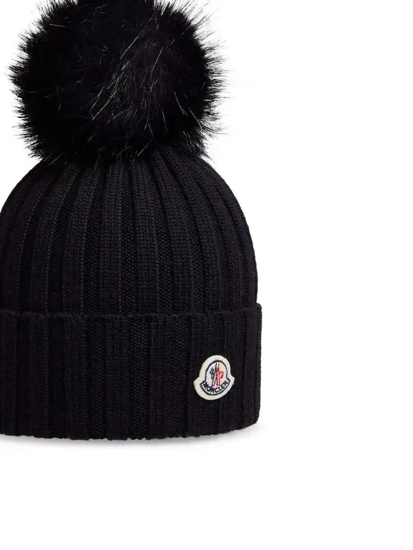 Moncler Wool Beanie With Pom Pom
