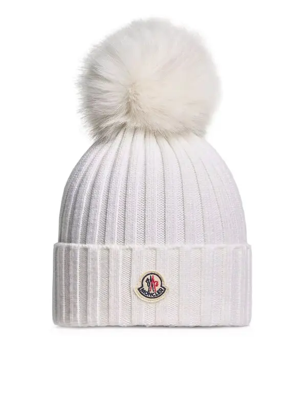 Moncler Wool Beanie With Pom Pom