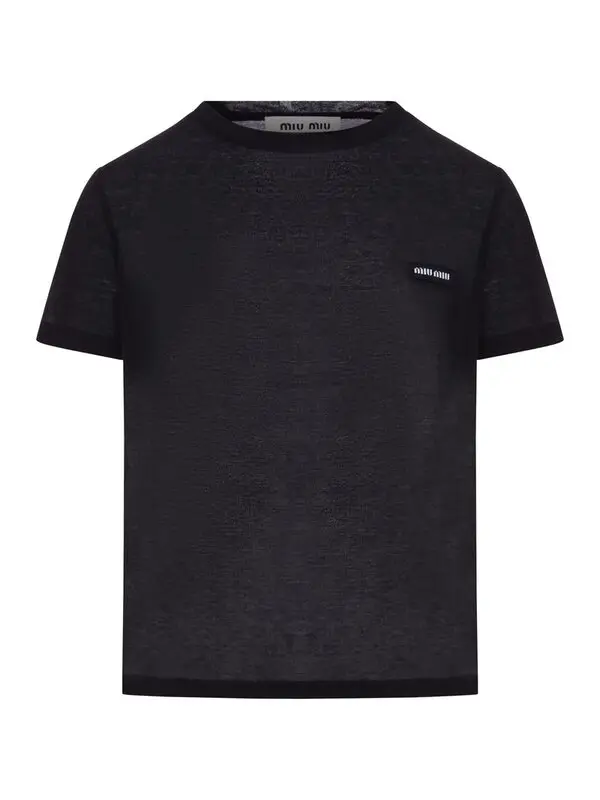 Miu Miu Ribbed Jersey T-shirt
