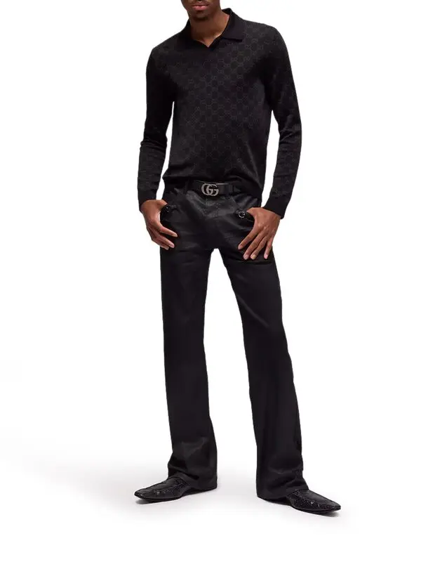 Gucci Gg Jacquard Viscose Polo Shirt