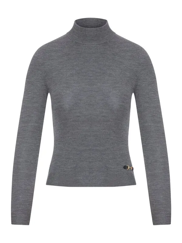Gucci Fine Ribbed Wool Top With Clamp