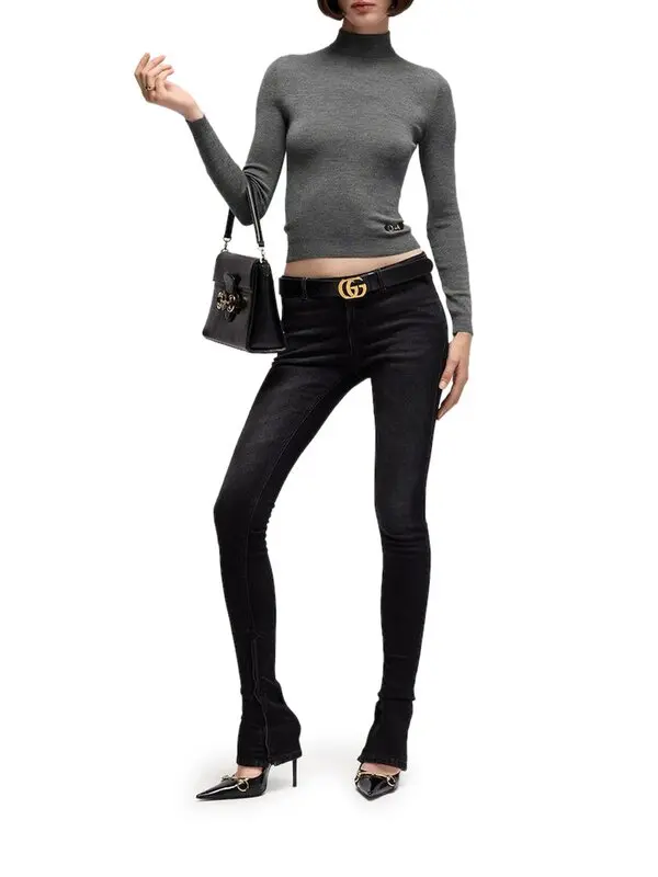 Gucci Fine Ribbed Wool Top With Clamp