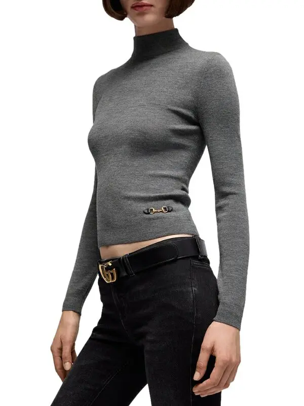 Gucci Fine Ribbed Wool Top With Clamp