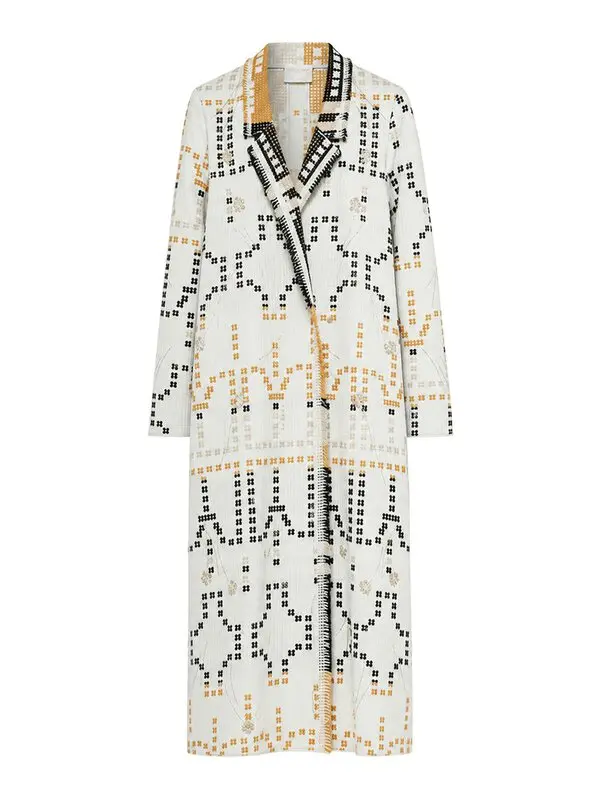 FORTE_FORTE Long Embroidered Jacquard Coat
