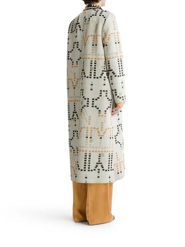 FORTE_FORTE Long Embroidered Jacquard Coat