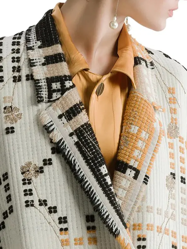FORTE_FORTE Long Embroidered Jacquard Coat