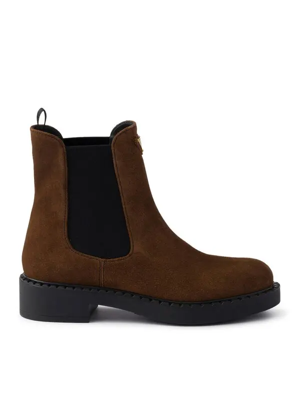 Prada Suede Chelsea Boots - Brown