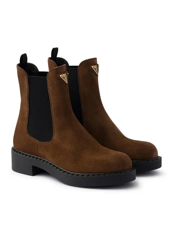 Prada Suede Chelsea Boots - Brown