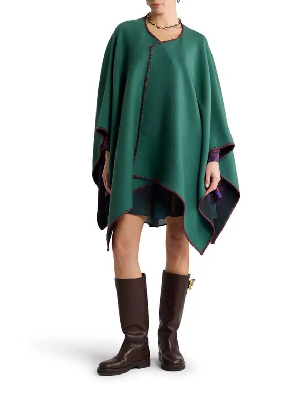 Etro Reversible Wool Cape With Dégradé Paisley Pattern