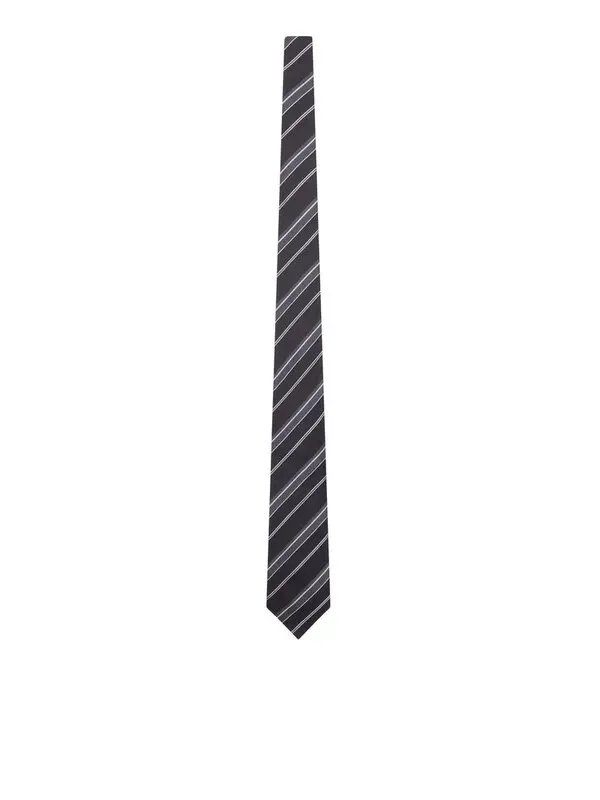 TOM FORD Silk Tie With Diagonal Stripes - Black