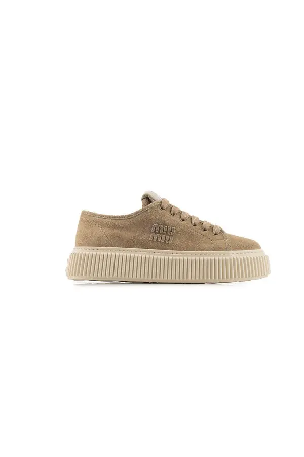 Miu Miu Suede Lace Up Platform Sneakers