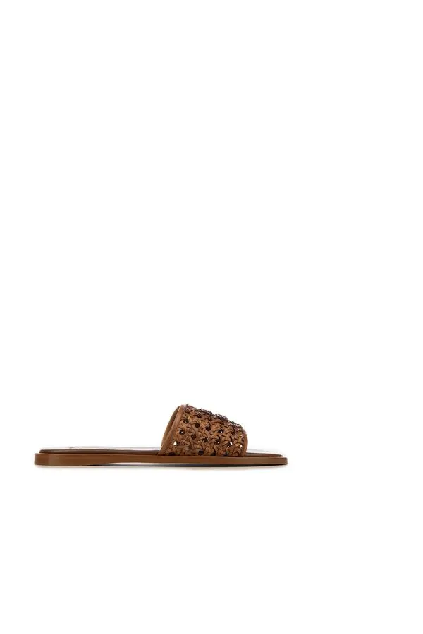 Miu Miu Woven Leather Slide Slippers