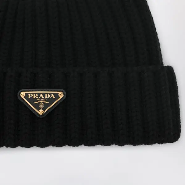 Prada Wool Beanie With Logo Triangle