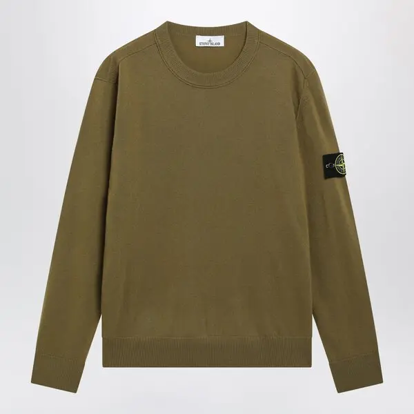 Stone Island Cactus-colored Crewneck Sweater In Wool