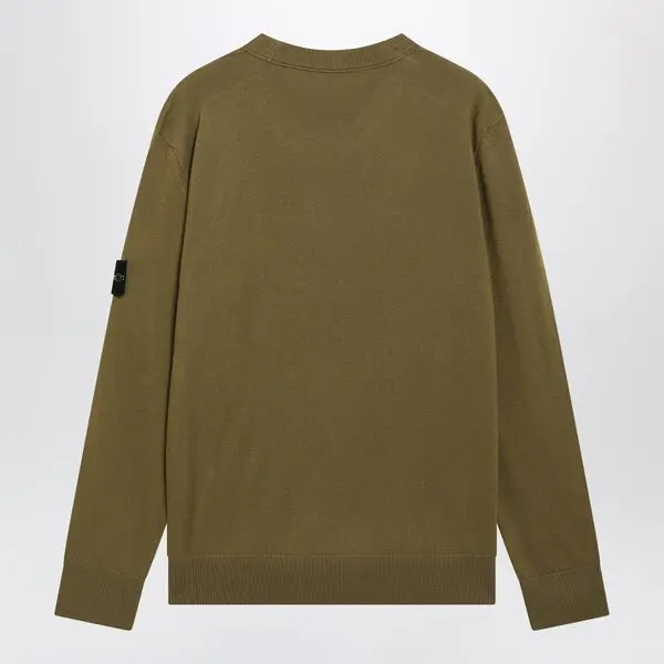 Stone Island Cactus-colored Crewneck Sweater In Wool