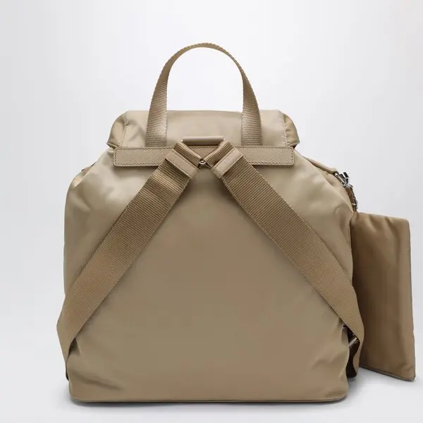 Prada Backpack In Re-nylon And Saffiano With Pouch Camel