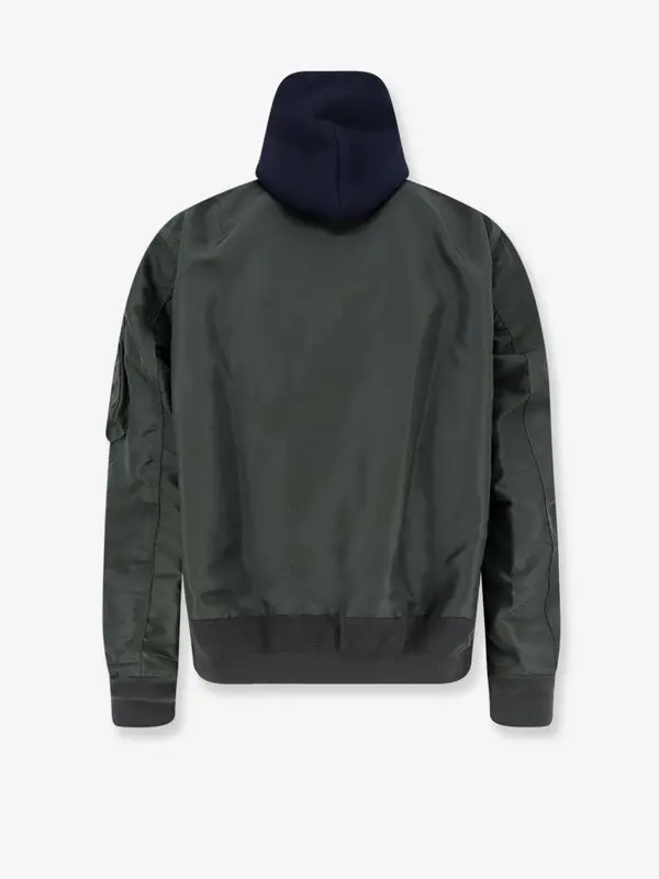 Sacai Cotton Blend Sweatshirt With Nylon Sleeves