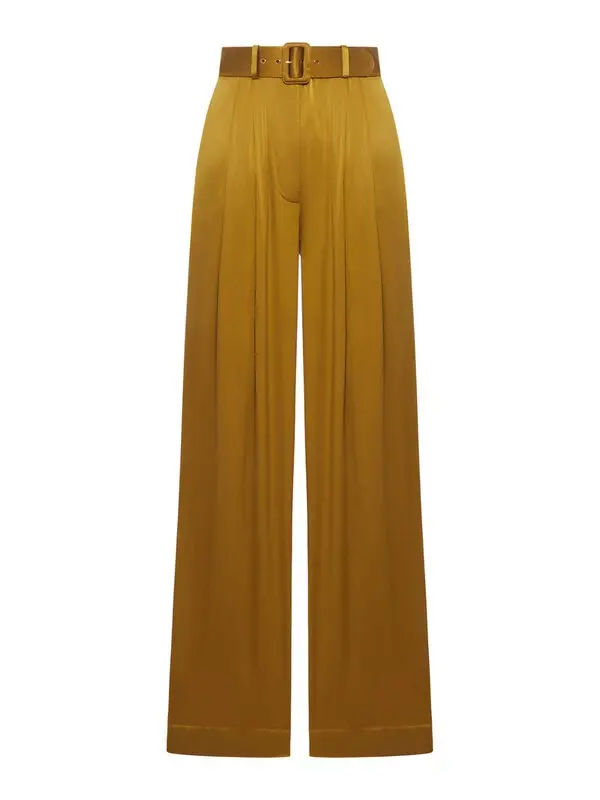 Zimmermann Wide Leg Seta Pantaloni - Green